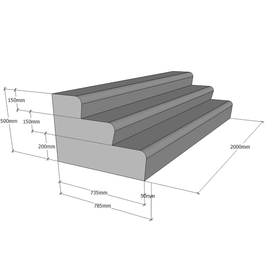 Solid 3-Tread Element Centre - Hardscape | Commercial Stone & Paving