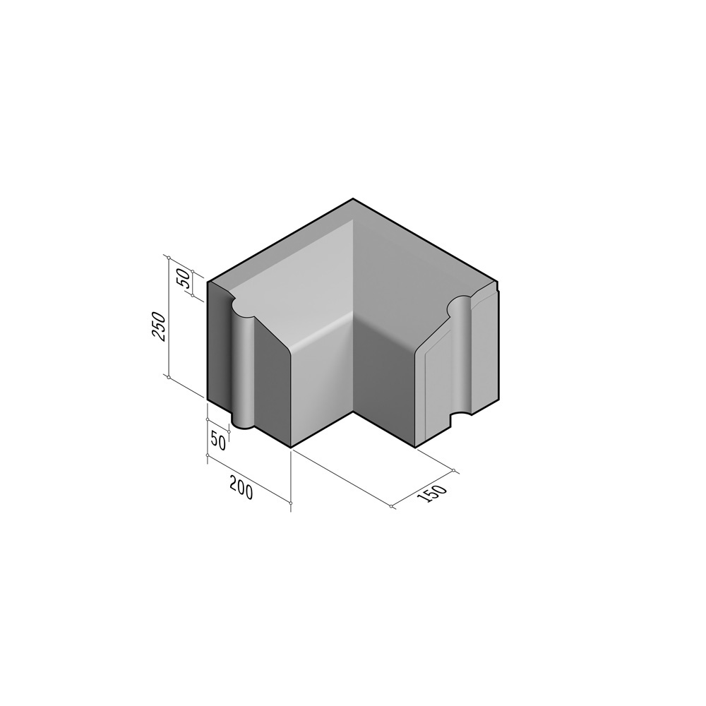 Cycle 50-200x250 | L-150 | Return Corner Internal | 90° | Splay | HD ...