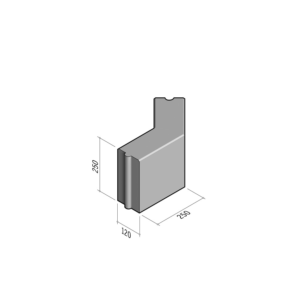 Boundary 120x250 | L-250 | Return Corner External | 135° | Flat | HD ...