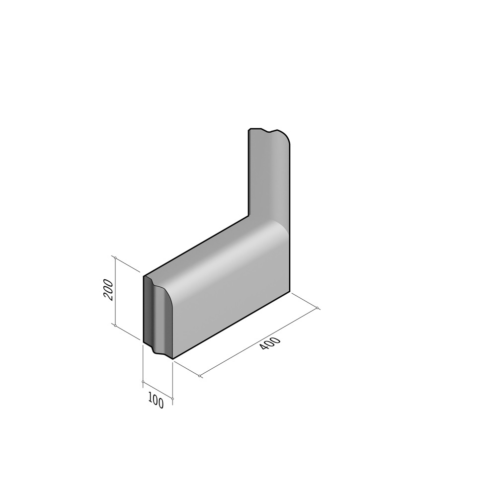 Edging 100x200 | L-400 | Return Corner External | 135° | Rounded | VB ...