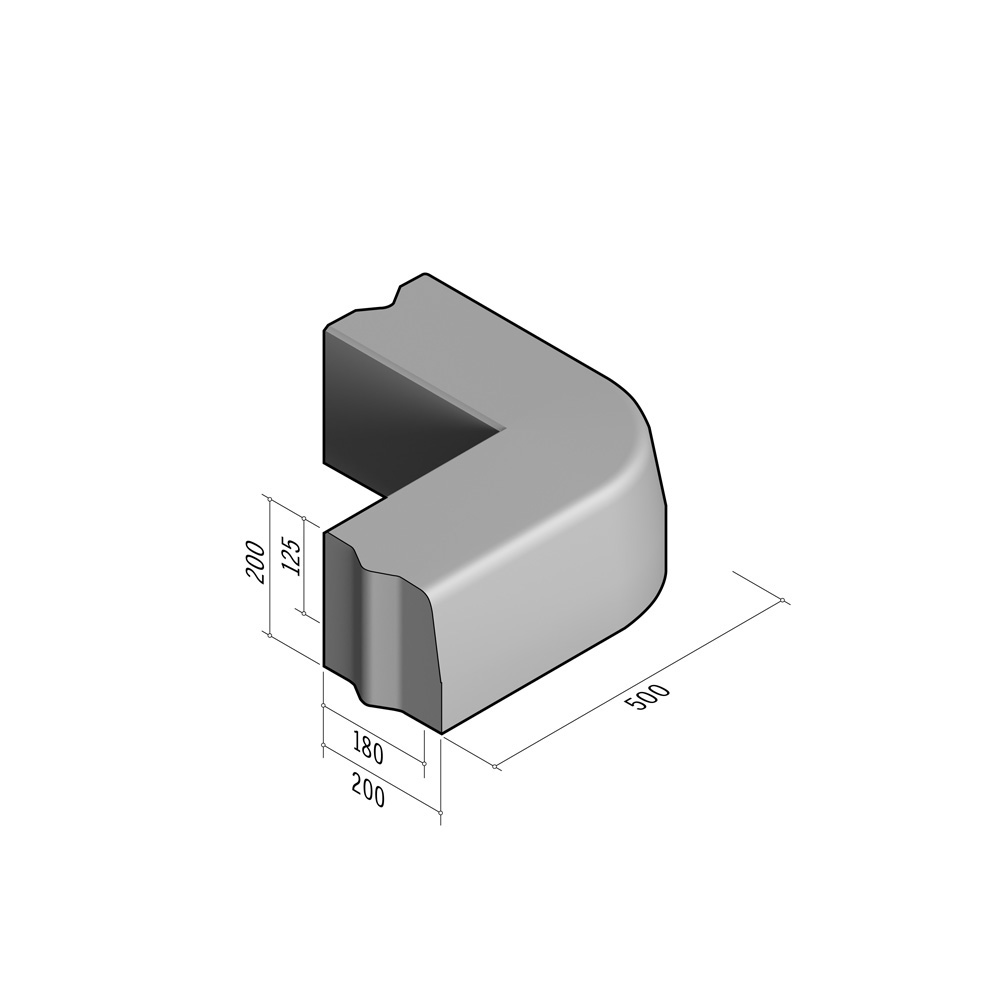 Highway 180-200x200 | L-500 | Return Corner External | 90° | Half ...
