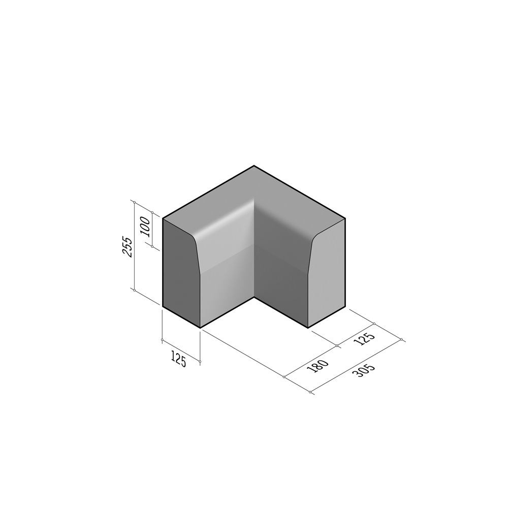 Half-Battered HB2 125x255 | L-305 | Return Corner Internal | 90° | SQ ...